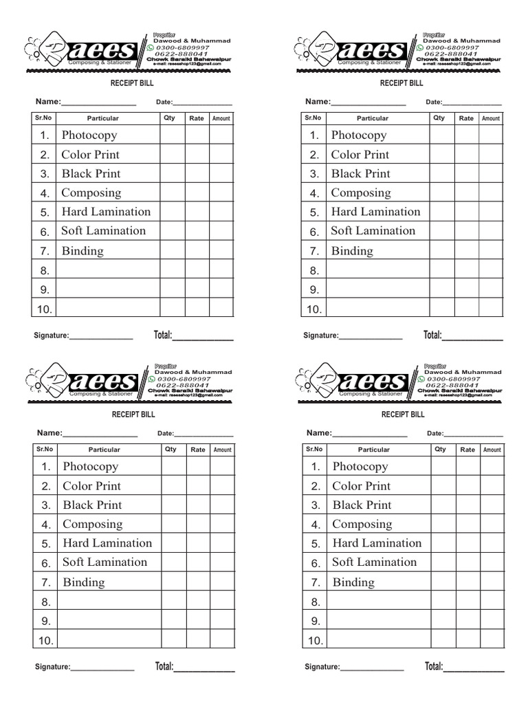 New Shop Bill Pad | PDF