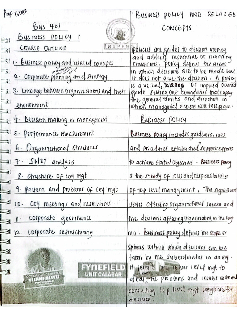 Complete Bus 401 Note | PDF