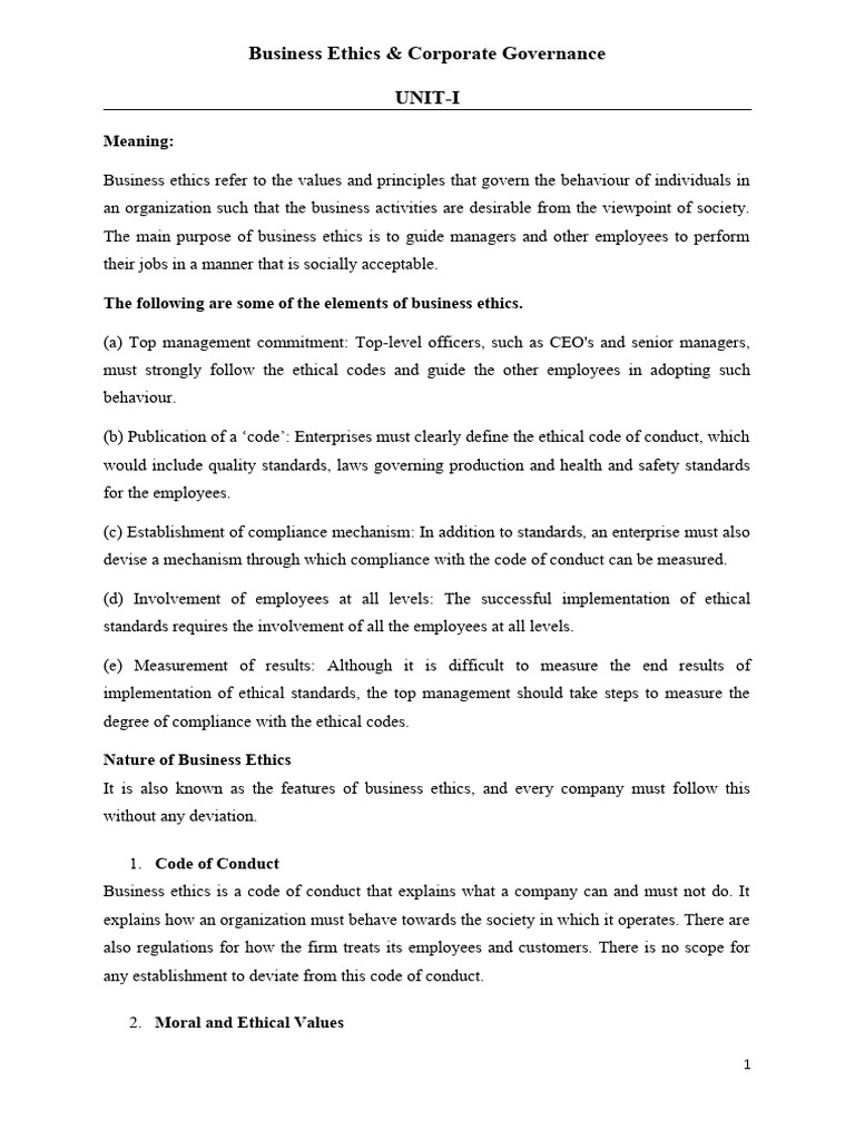 Business Ethics in Corporate Governance | PDF | Business Ethics | Morality