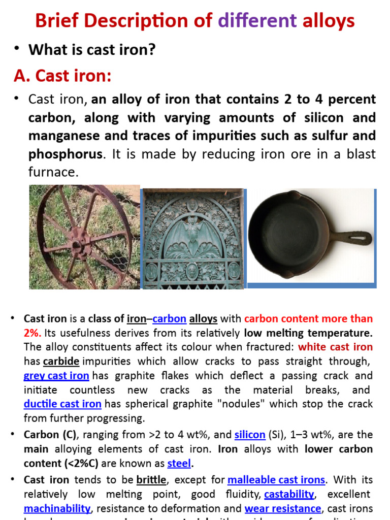 Lecture-1, Description of Different Alloys | PDF | Cast Iron | Iron