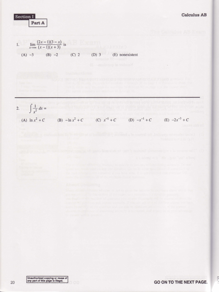 AP Calculus AB 2008 With Answers | PDF | Mathematical Analysis | Calculus