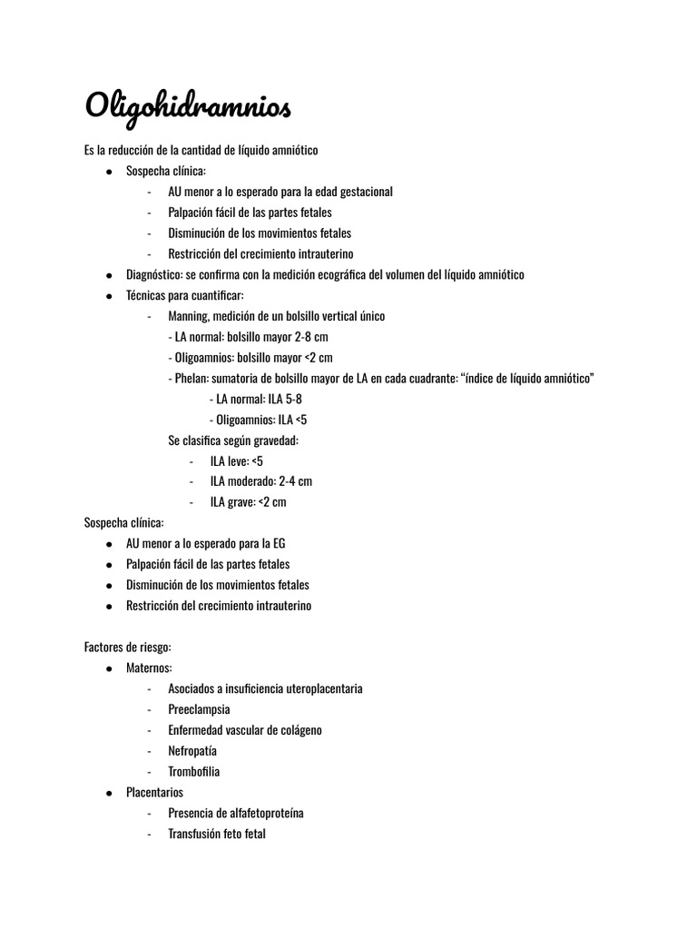 Oligohidramnios: Diagnóstico y Manejo | PDF | Salud maternal | Embarazo ...