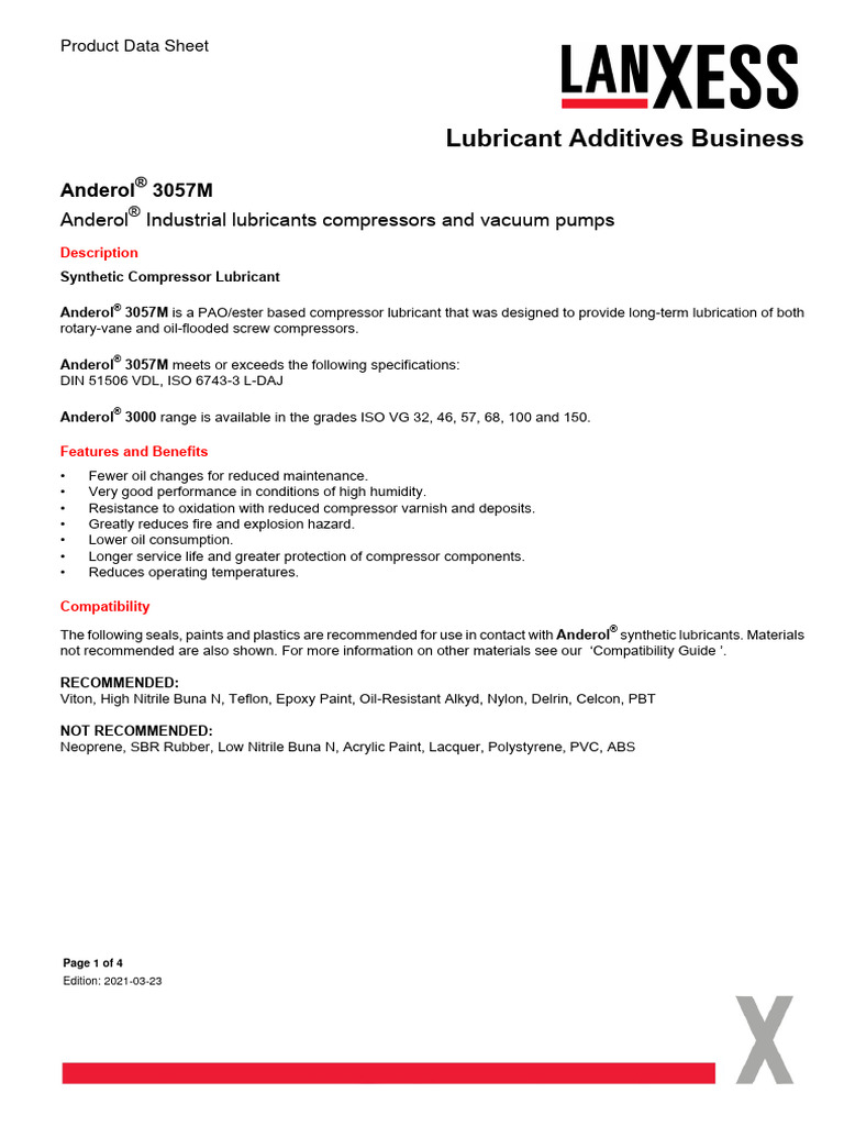Anderol® 3057M - en - US | PDF | Lubricant | Chemical Substances