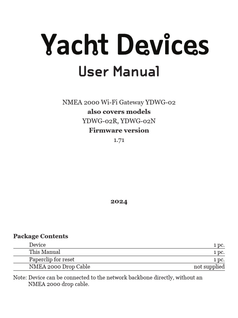 Yacht Devices NMEA 2000 Gateway User Manual | PDF | Port (Computer ...
