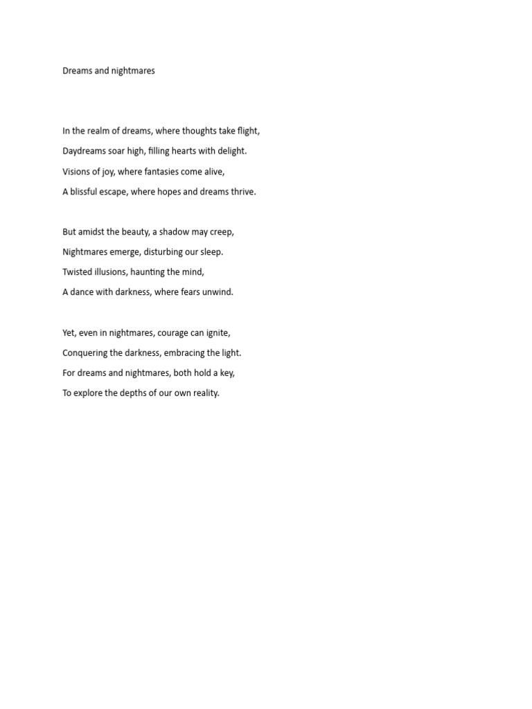 Exploring Dreams and Nightmares | PDF | Law | Poetry