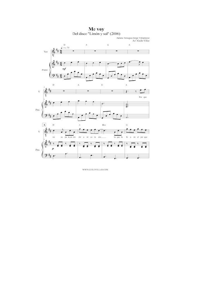 Me Voy Julieta Venegas | PDF