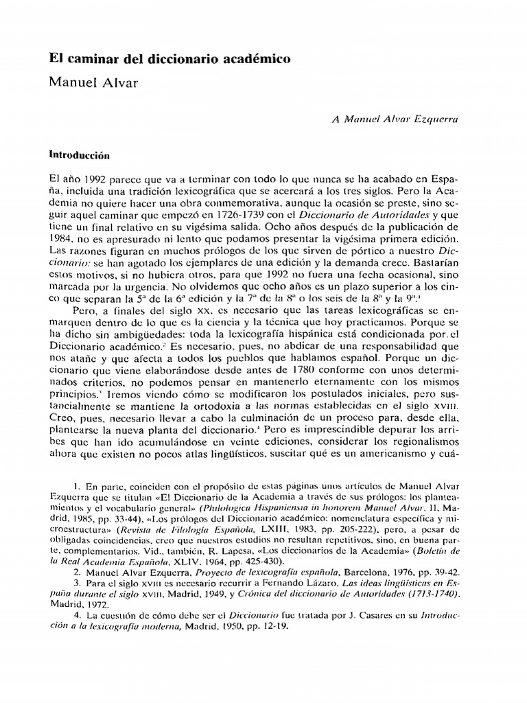 007 - Manuel Alvar Lopez - El Caminar Del Diccionario Academico | PDF ...