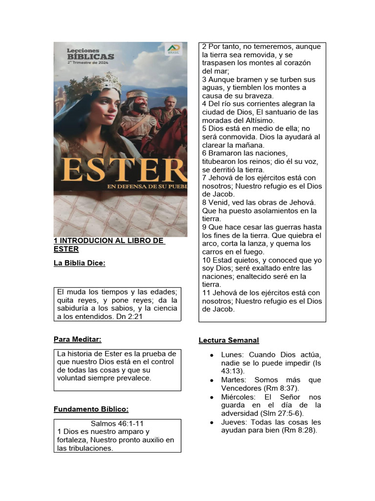 1 Introducion Al Libro de Ester | PDF | Libro de Ester | Esther