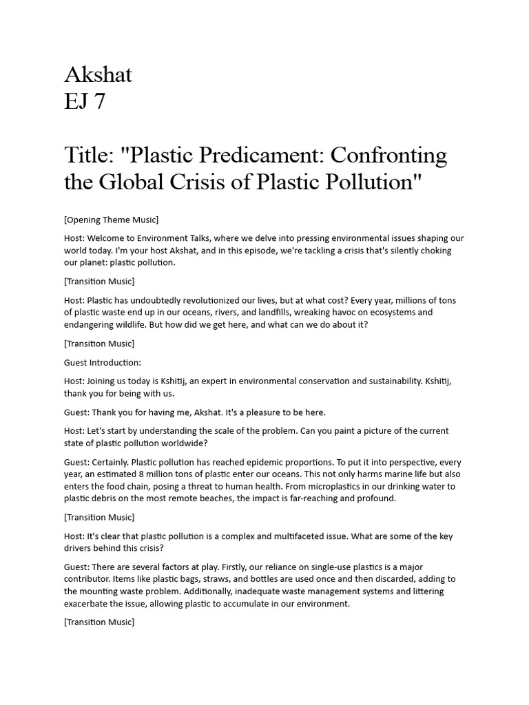 Akshat Env Podcast Script | PDF | Pollution | Nature
