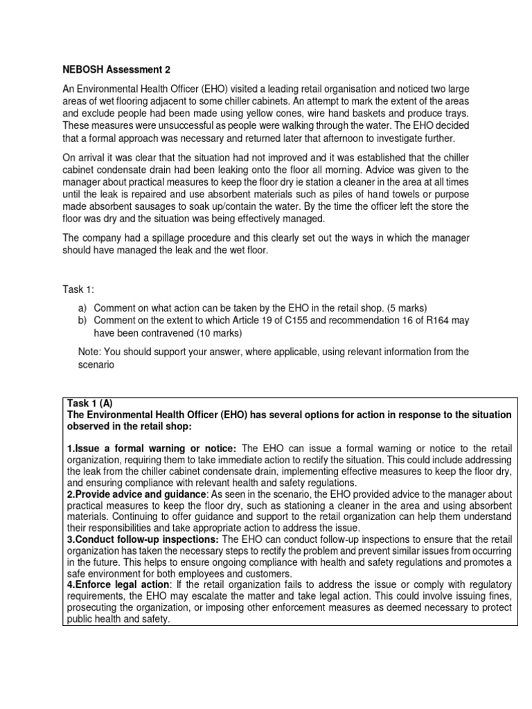 ARUNKUMAR M 18TH MARCH 2024 - 19 TH APRIL 2024 NEBOSH FORMATIVE Assessment 2 | PDF ...