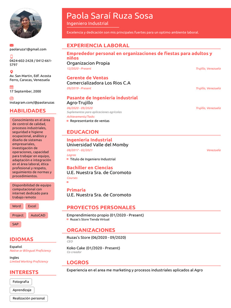 Paola Resume | PDF | Ingeniería | Business