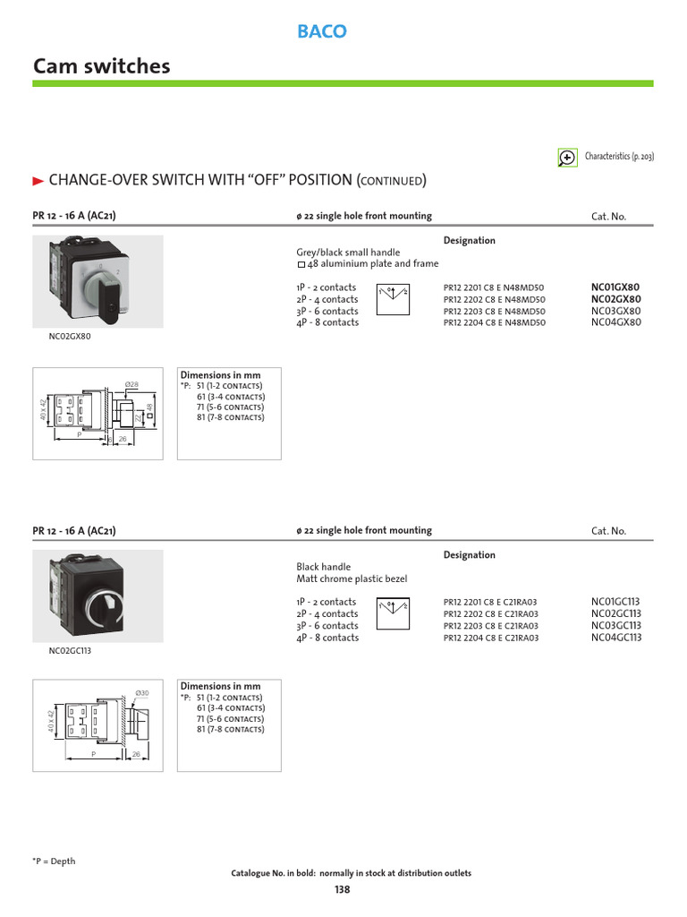 Datasheet 708067 Baco nc02gx80 Limit Switch 1 Pcs | PDF