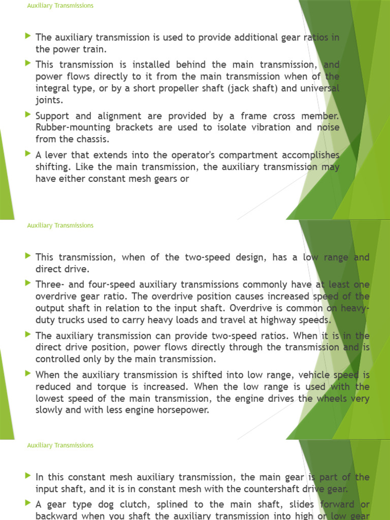 LECTURE 10 NOTES Auxiliary Transmissions | Download Free PDF | Four ...