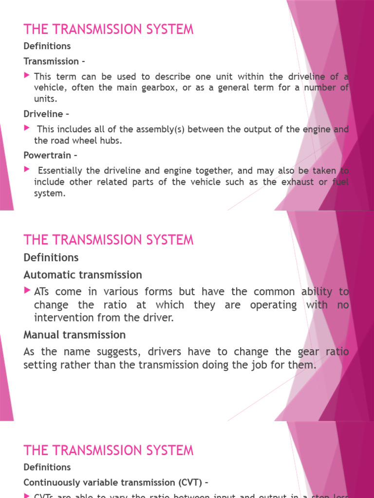 Lecture 8 Notes The Transmission System | PDF | Manual Transmission ...