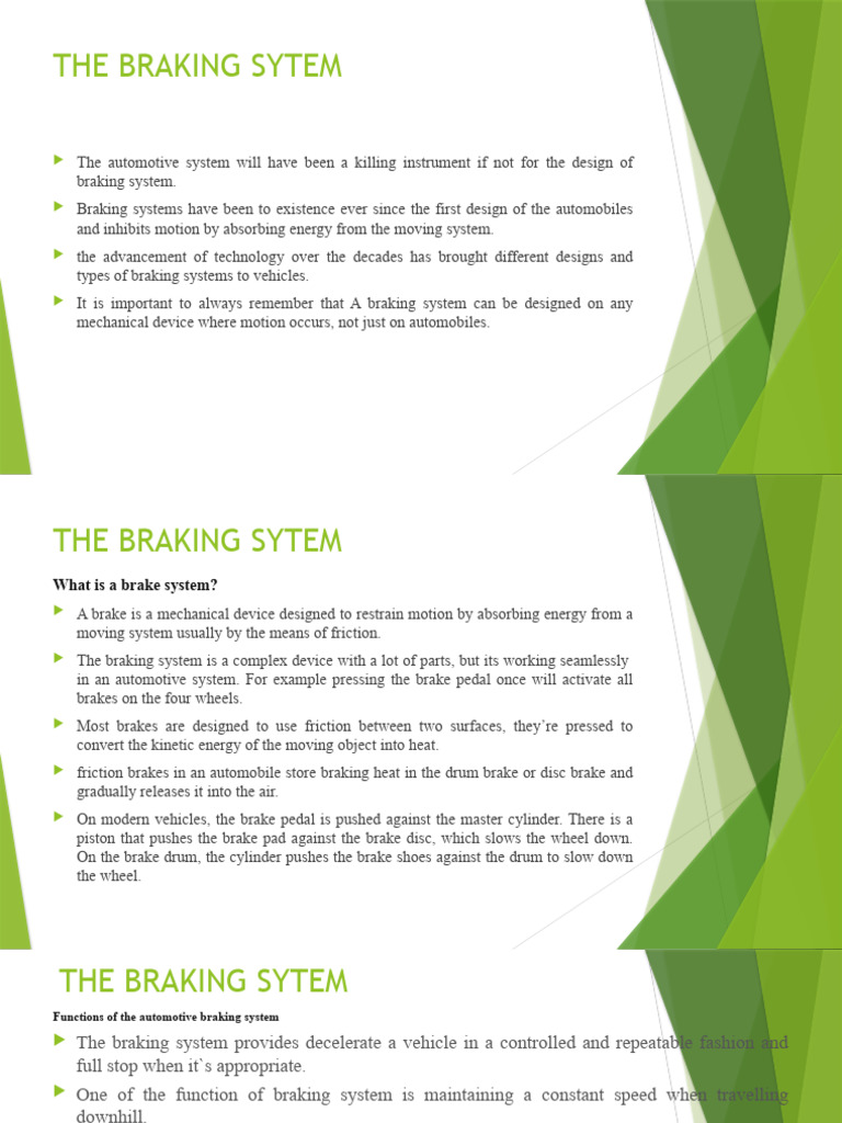 Overview of Automotive Braking Systems | PDF | Brake | Vehicle Technology
