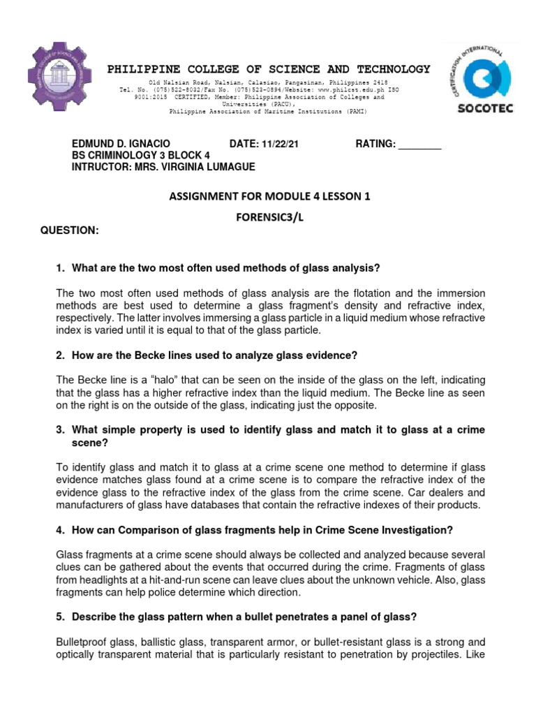 Forensic3l Val Edmund Ignacio Assign For Module 4 Lesson 1 | PDF | Glasses | Optics
