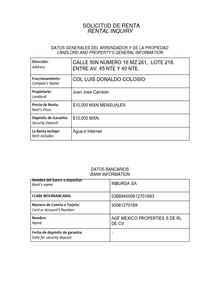 Solicitud de Renta | Descargar gratis PDF | Ley común