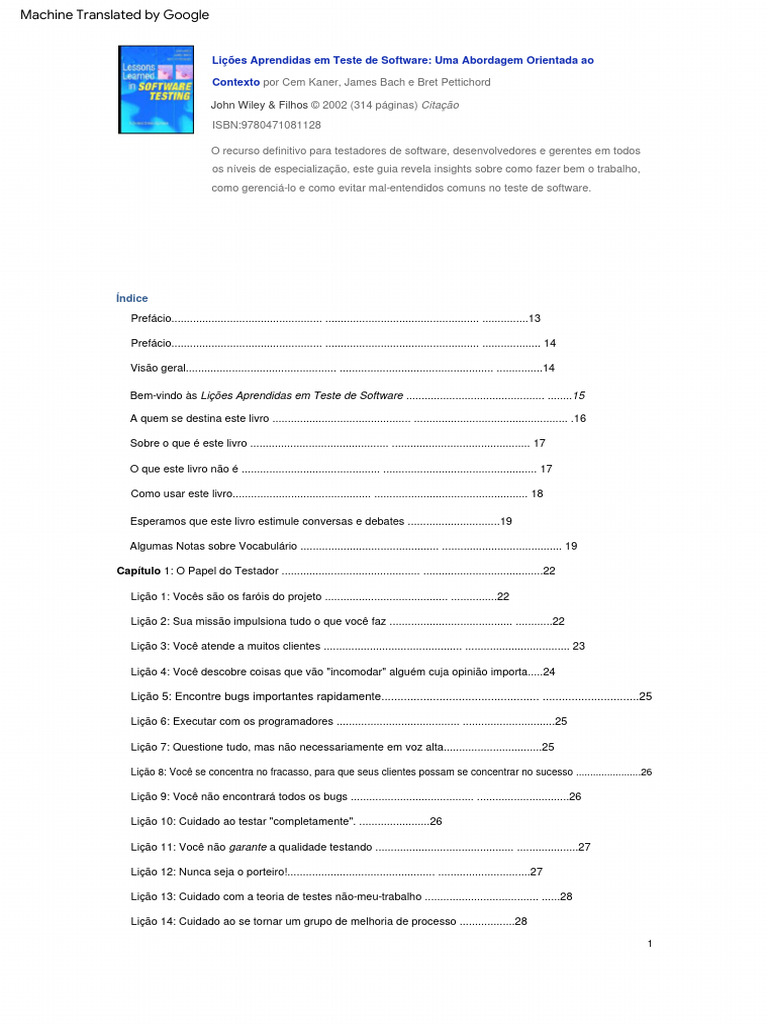 Lessons Learned In Software Testing A Context Driven Approach Pdfdrive Pdf Testes De