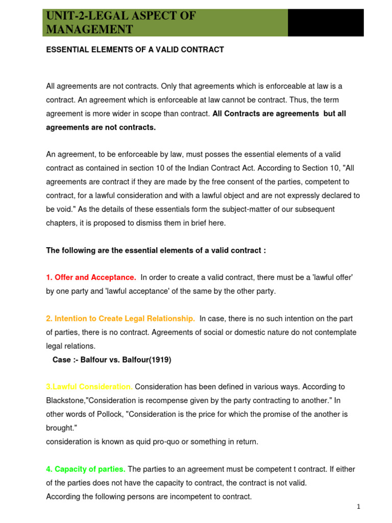 UNIT - 2 - NOTES - Legal Aspect of Management-Final | PDF | Guarantee ...