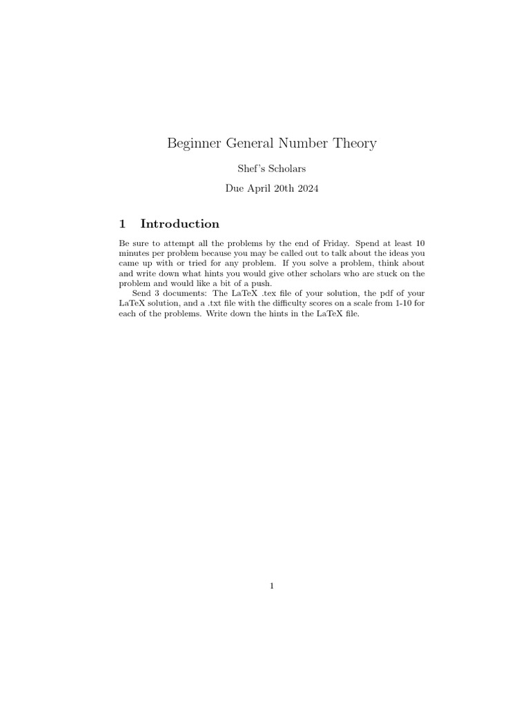 W02 General Number Theory | PDF | Discrete Mathematics | Arithmetic