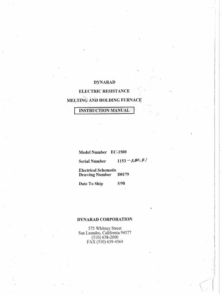 Dynarad 58PAV Parts & Manual Guide | PDF | Metals | Thermocouple