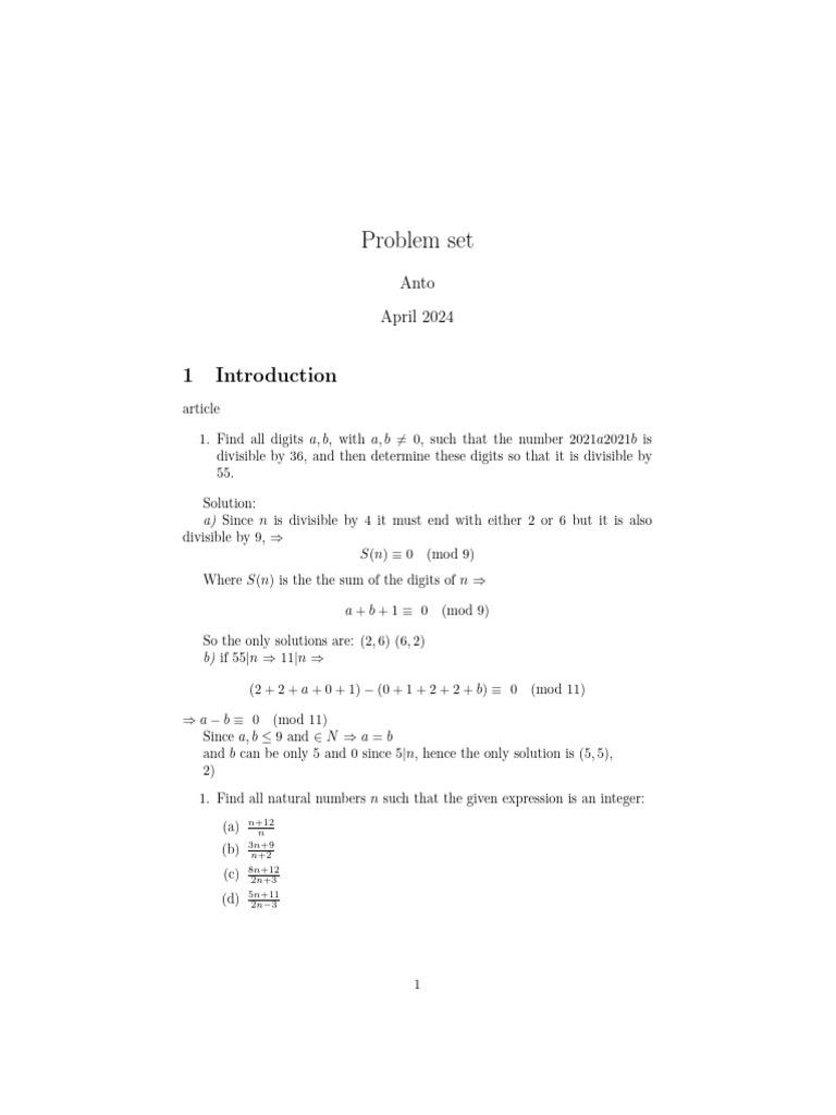 Divisibility Problems and Solutions | PDF