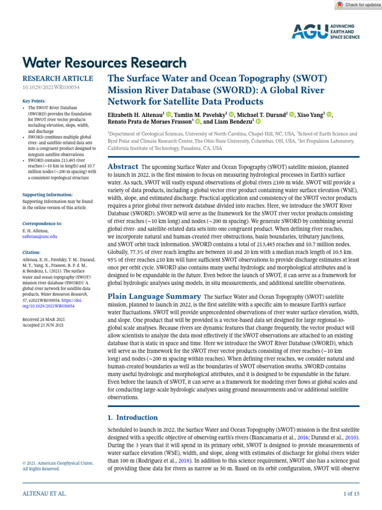 Water Resources Research - 2021 - Altenau - The Surface Water and Ocean ...