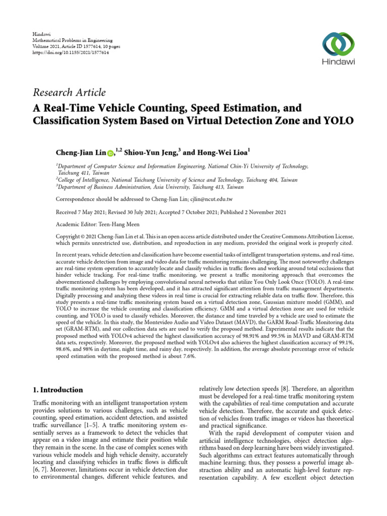 A Real-Time Vehicle Counting, Speed Estimation, and Classification System Based On Virtual ...