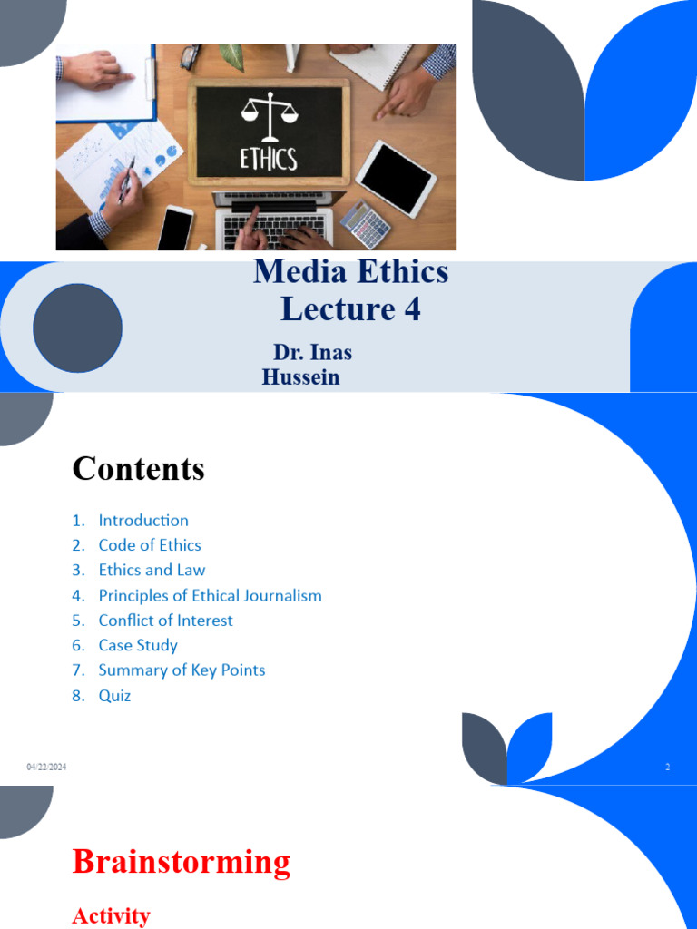 Media Ethics Lecture Four | Download Free PDF | Journalism | Conflict Of Interest