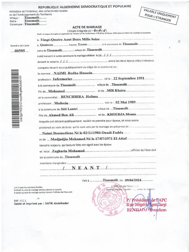 Acte Mariage | PDF