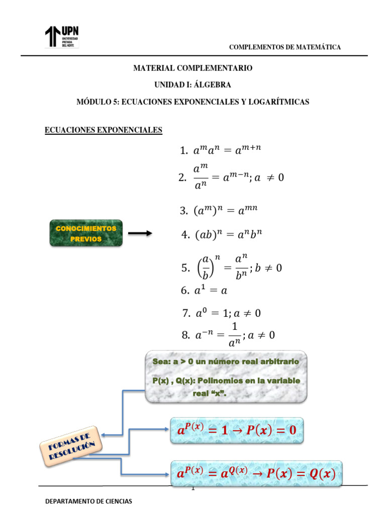 Material Complementario - Módulo 5 | PDF | Ecuaciones | Funcion exponencial