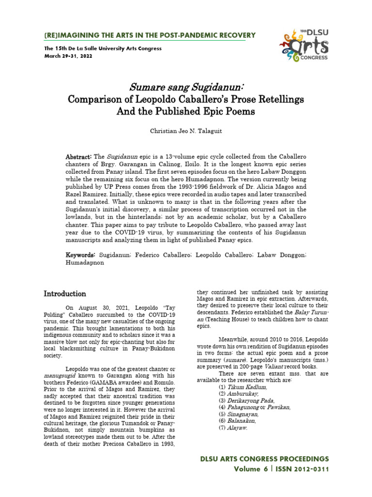 Sumare Sang Sugidanun Comparison of Leop | PDF | Classics