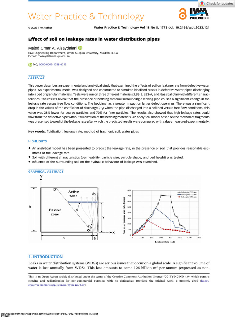 Soil Impact on Pipe Leakage Rates | PDF | Soil Mechanics | Flow Measurement