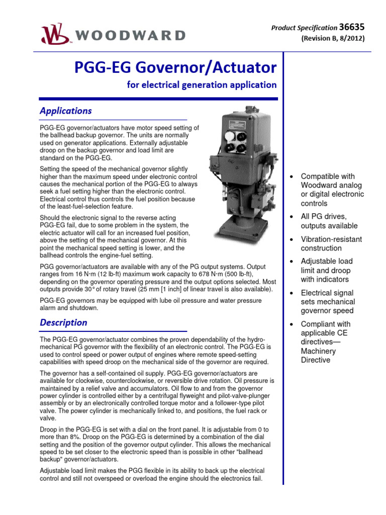 Woodward PGG EG Governor Actuator | PDF | Actuator | Valve