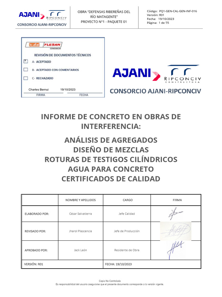 Pq1-Gen-Cal-Gen-Inf-016 - R01 | PDF | Hormigón | Cemento