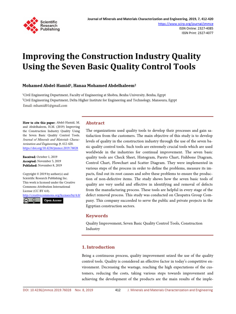 Improving The Construction Industry Quality Using | PDF | Business