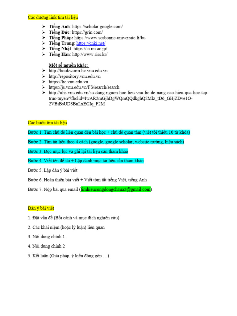 Huong Dan Tim Tai Lieu Tham Khao 2023 | PDF