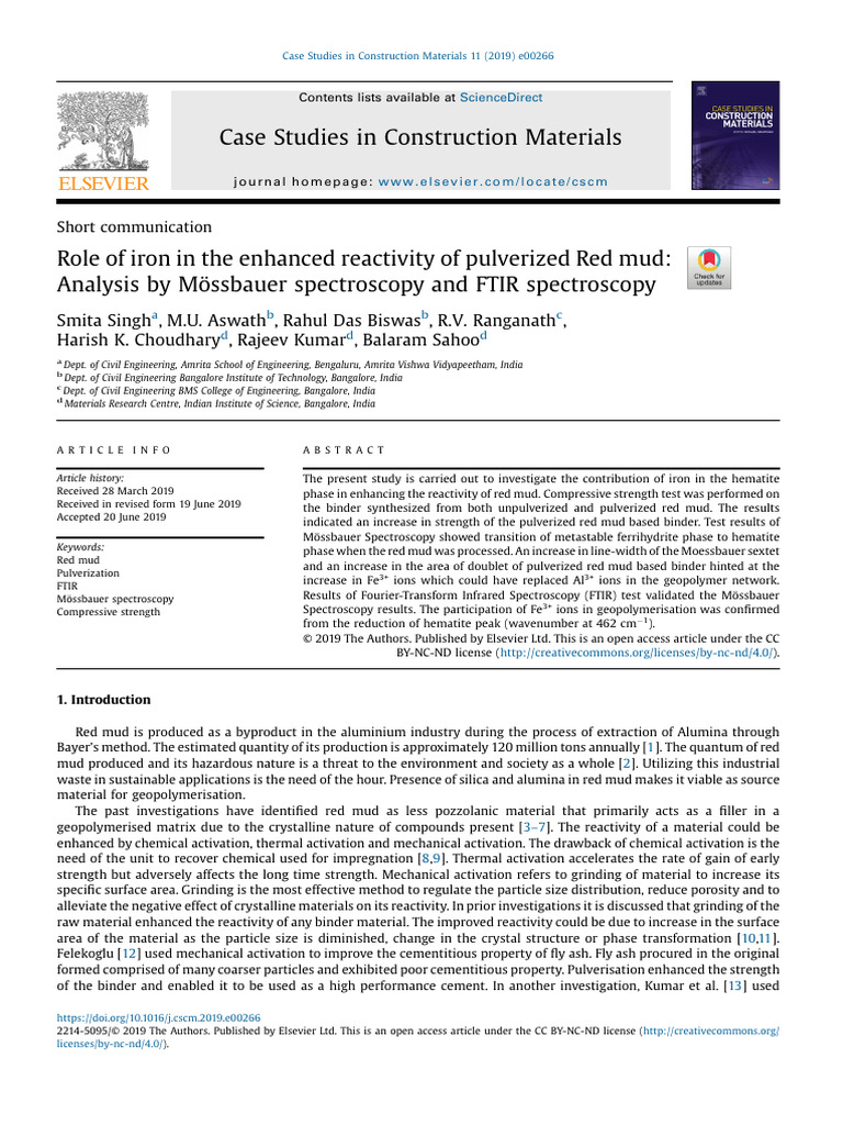 Iron's Role in Pulverized Red Mud Reactivity | PDF | Infrared ...