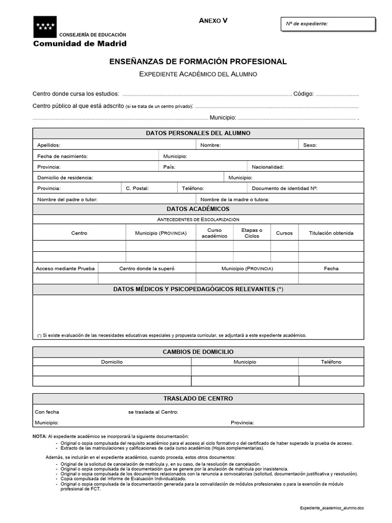 Expediente académico del alumno | PDF