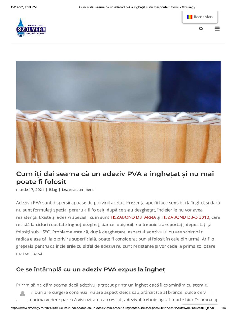 ADEZIV PVA INGHETAT Vs - BUN | PDF