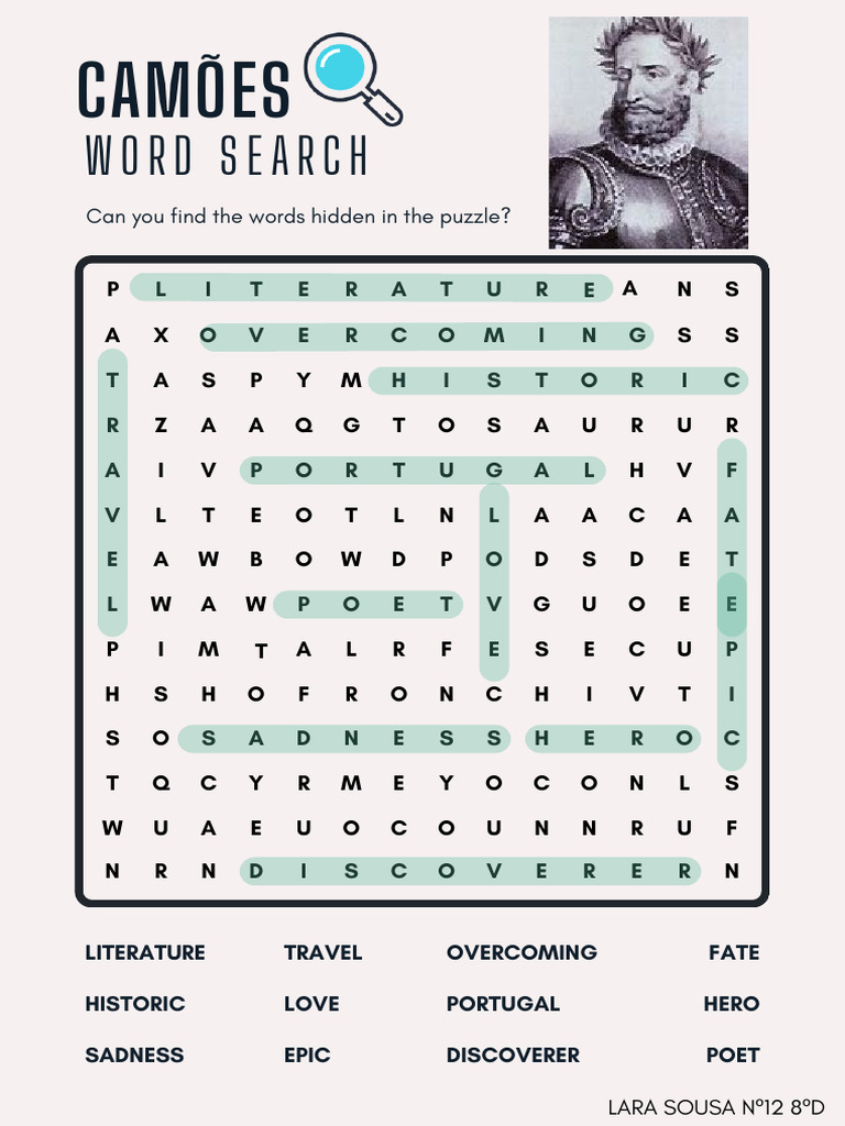 Camões - Word Search | PDF | Word Search | Poetry