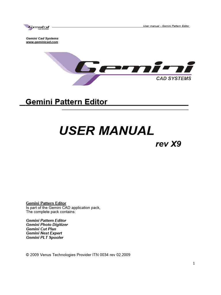 Gemini Pattern Editor v.X9 - User Manual | PDF | Circle | Curve