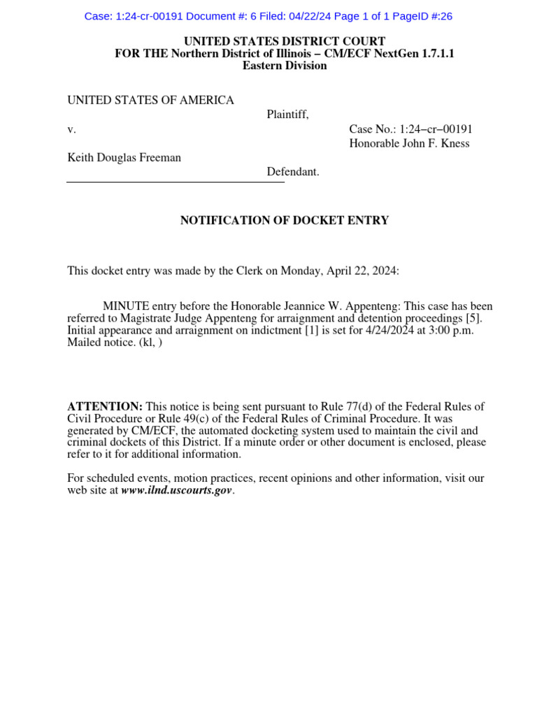 Court Notice: Freeman Arraignment | PDF