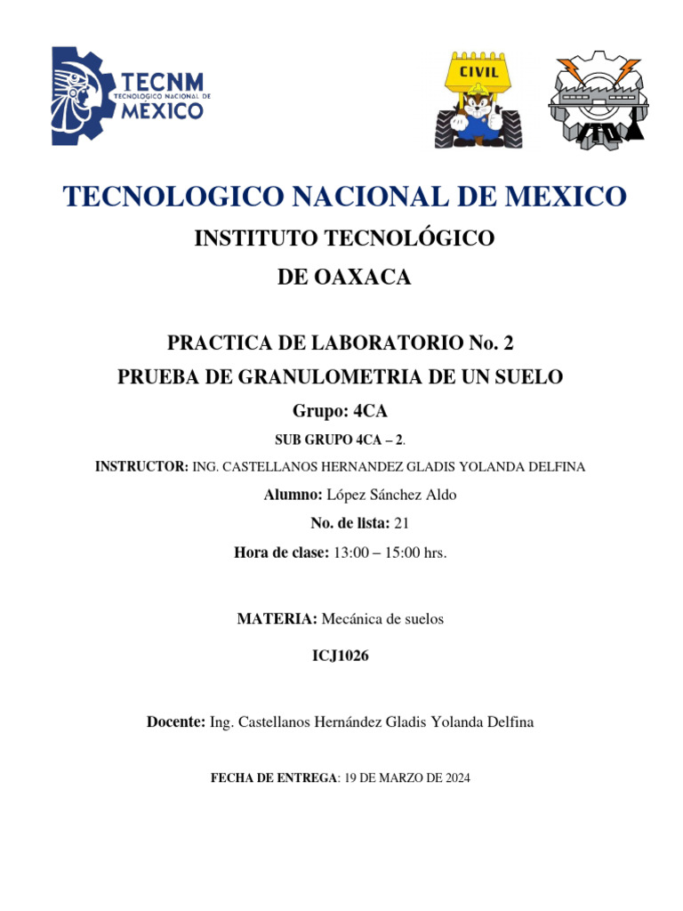 PRACTICA DE LABORATORIO No. 2 | PDF | Suelo