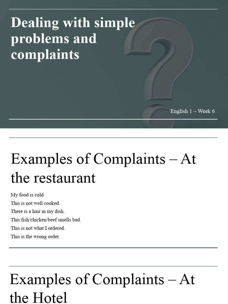 Dealing With Simple Problems and Complaints | PDF