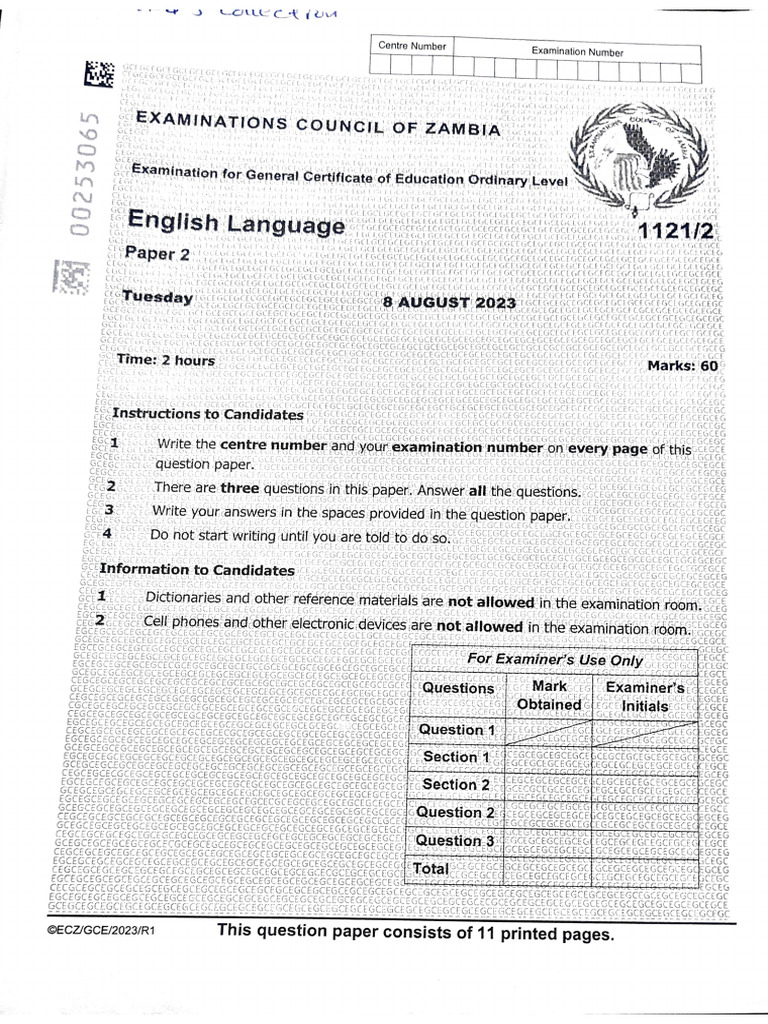 2023 G12 GCE Eng Question Paper2 1 | PDF