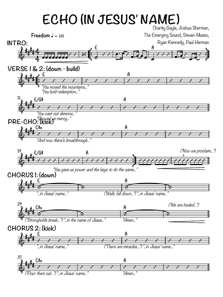 E Echo In Jesus Name Charity Gayle Rhythm Pdf Musical Forms