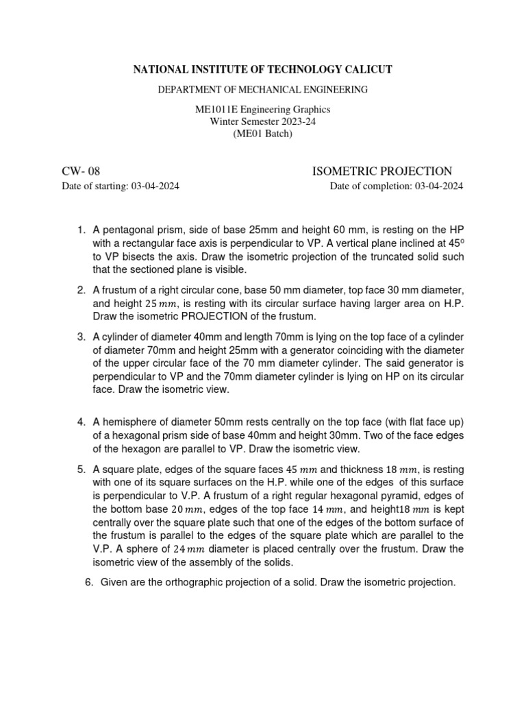 CW08 - Isometric Projection | PDF | Geometric Shapes | Euclidean Geometry