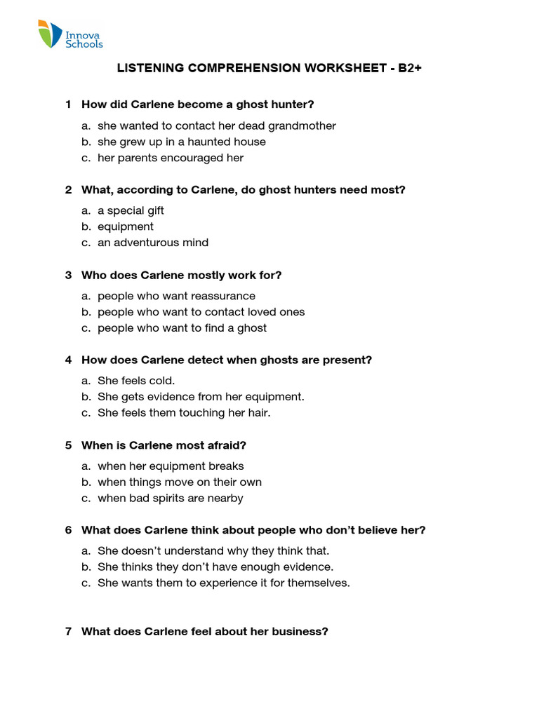 B2 - Listening Comprehension Worksheet | PDF