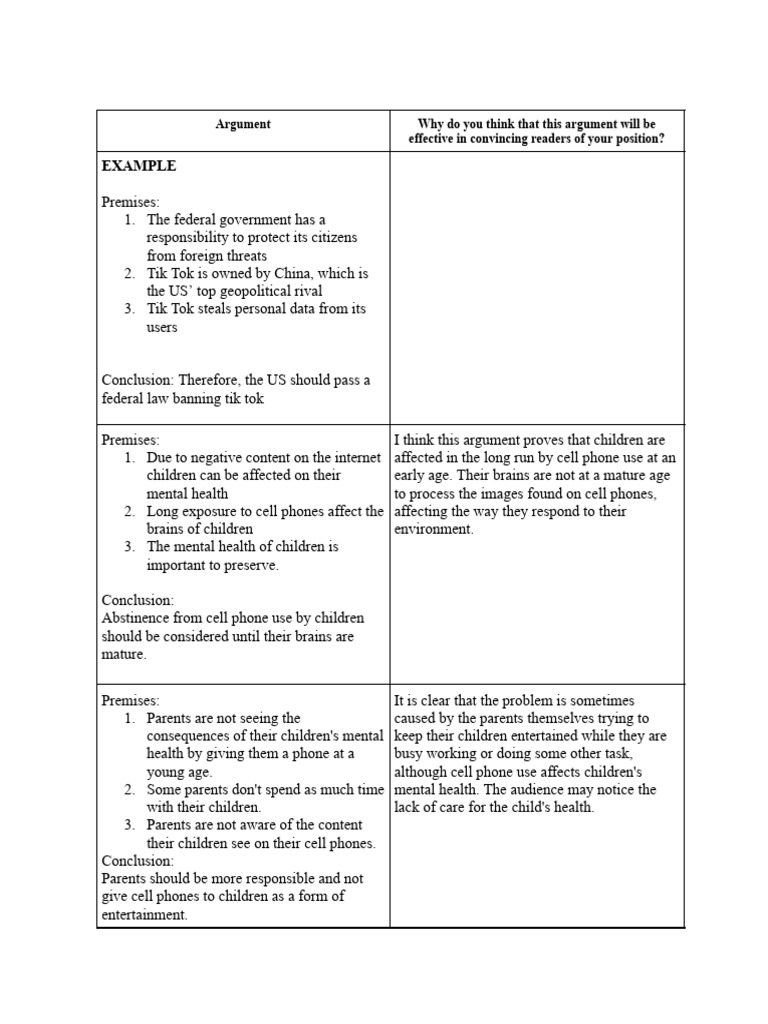 Position Essay Argument Invention Worksheet 1302 | PDF | Argument | Sleep